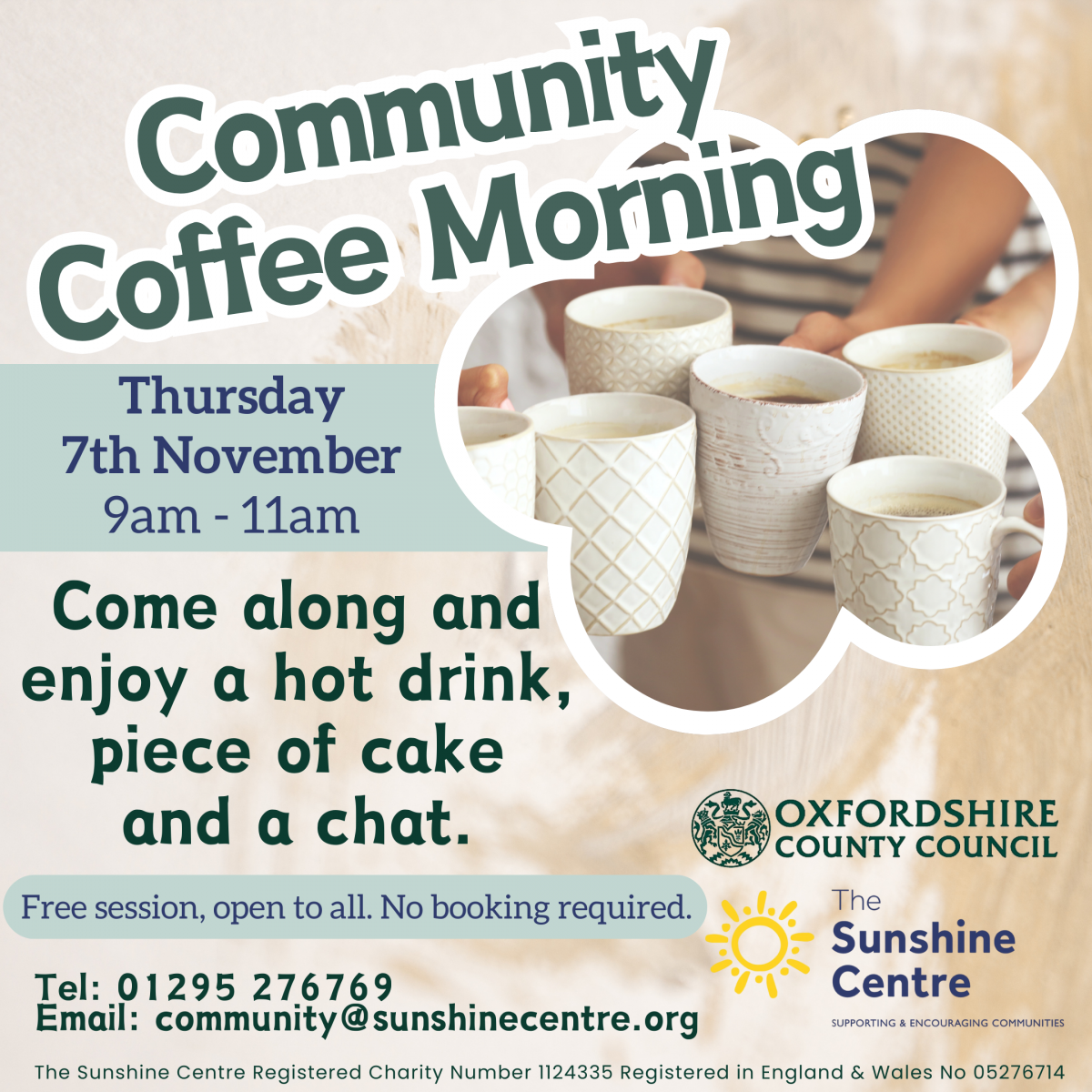 Community Coffee Morning, Thursday 7th November. – The Sunshine Centre